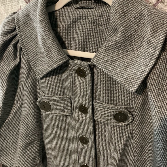 Maude | Jackets & Coats | Maude Grey Houndstooth Short Sleeve Pea Coat ...
